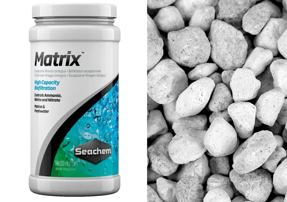 Seachem Matrix 250 мл на 200 л воды- наполнитель для биологической фильтрации, контролирует аммиак, нитриты и нитраты