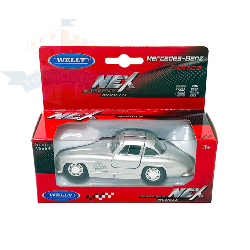 Машинка Welly Mercedes Benz 300SL, серебристый, 1:38, арт.43656W-S