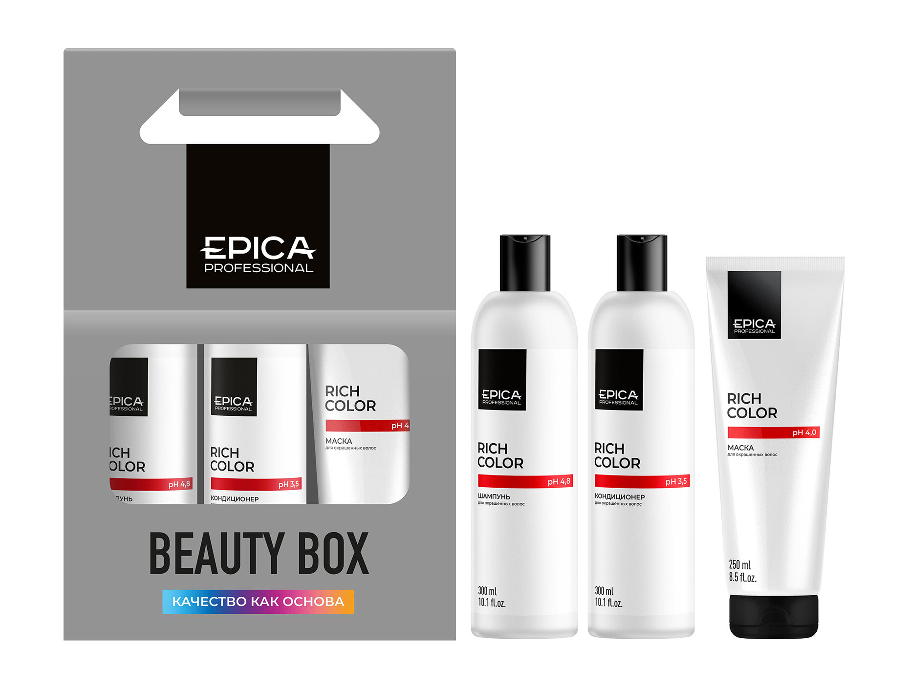 EPICA PROFESSIONAL Набор для волос Rich Color (Шампунь 300 мл + Кондиционер 300 мл + Маска 250 мл)