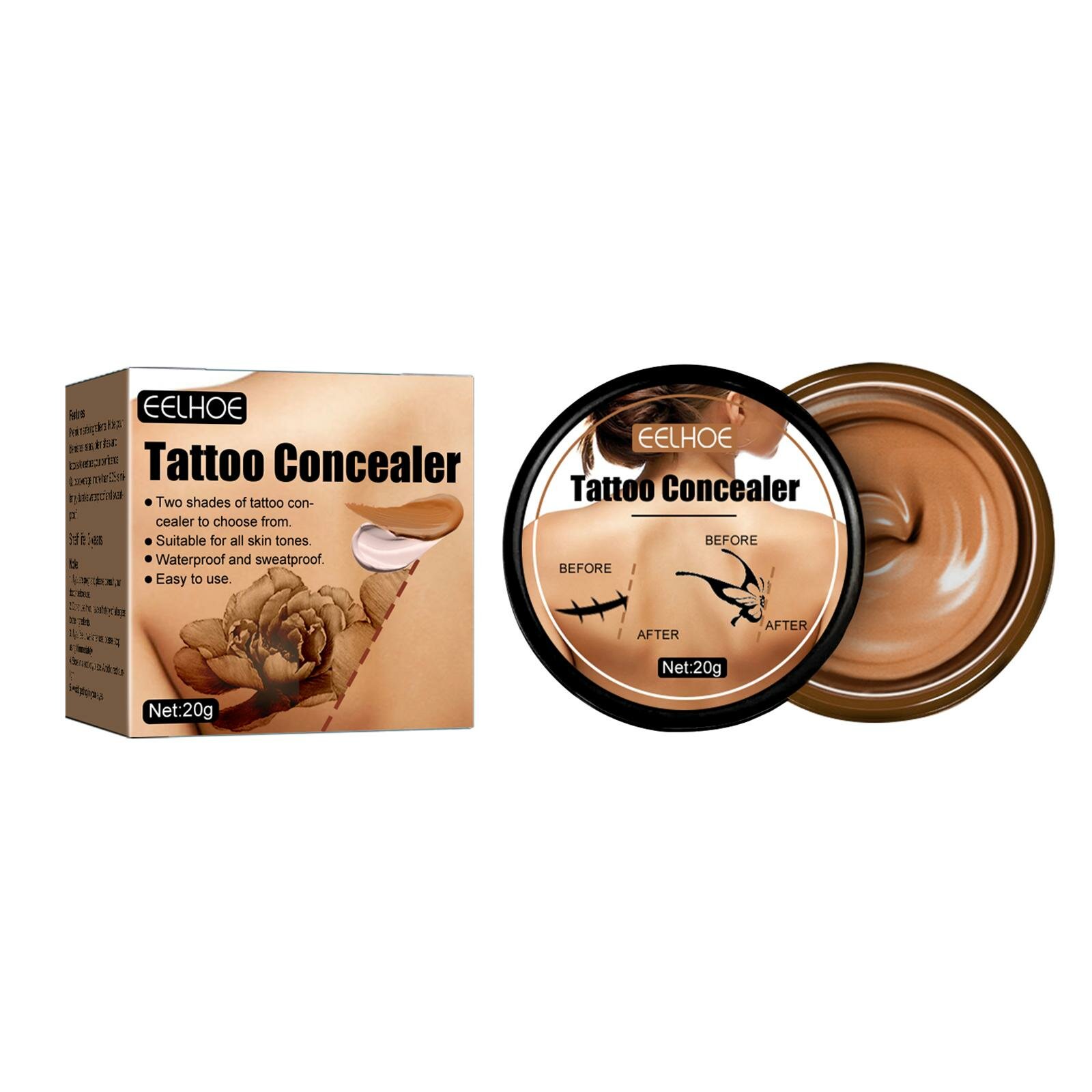 Долговечный водостойкий консилер для татуировок. Маскирует прыщи, веснушки и шрамы.