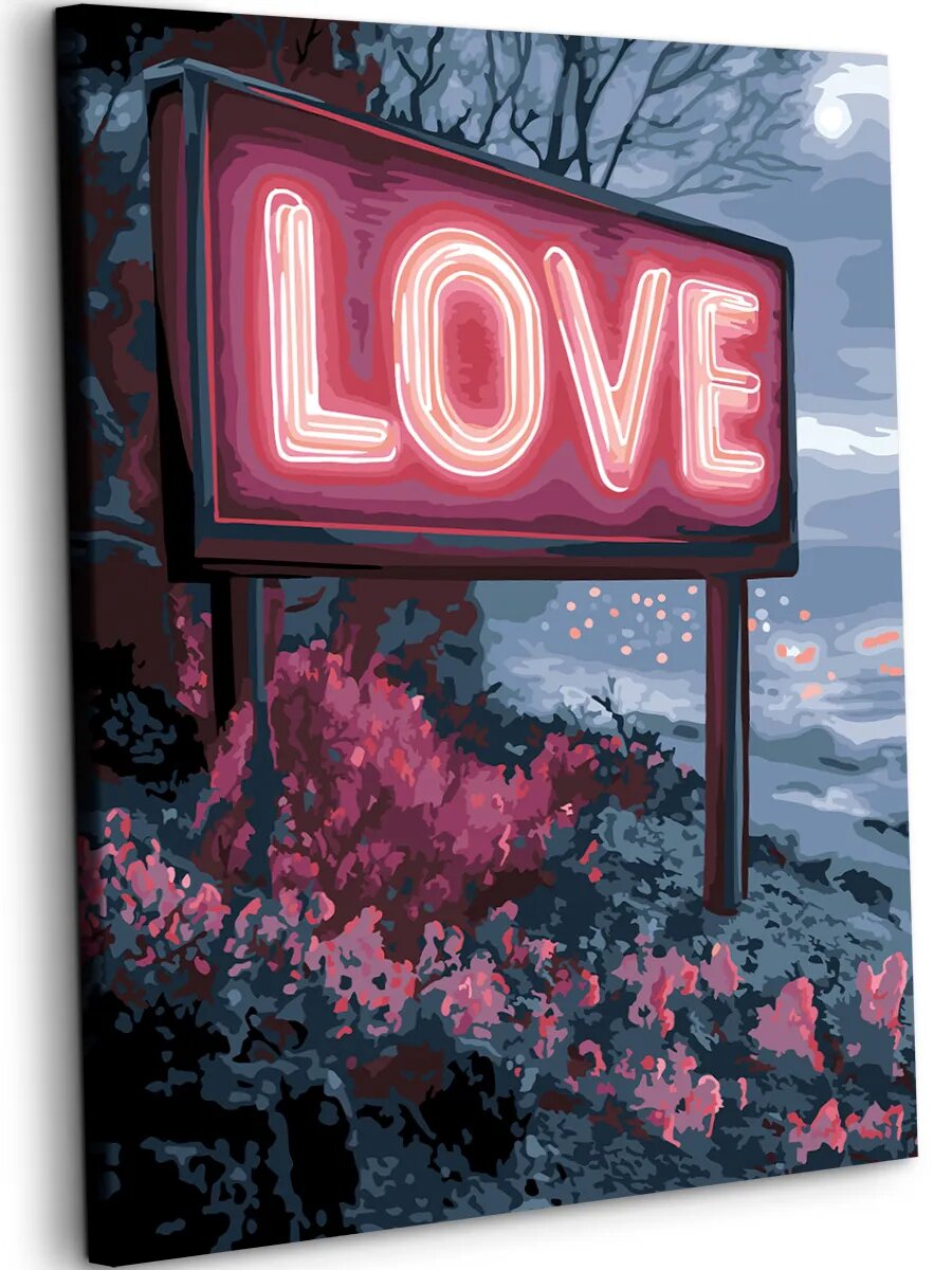 Неоновая любовь Картина по номерам на холсте 40х50 см
