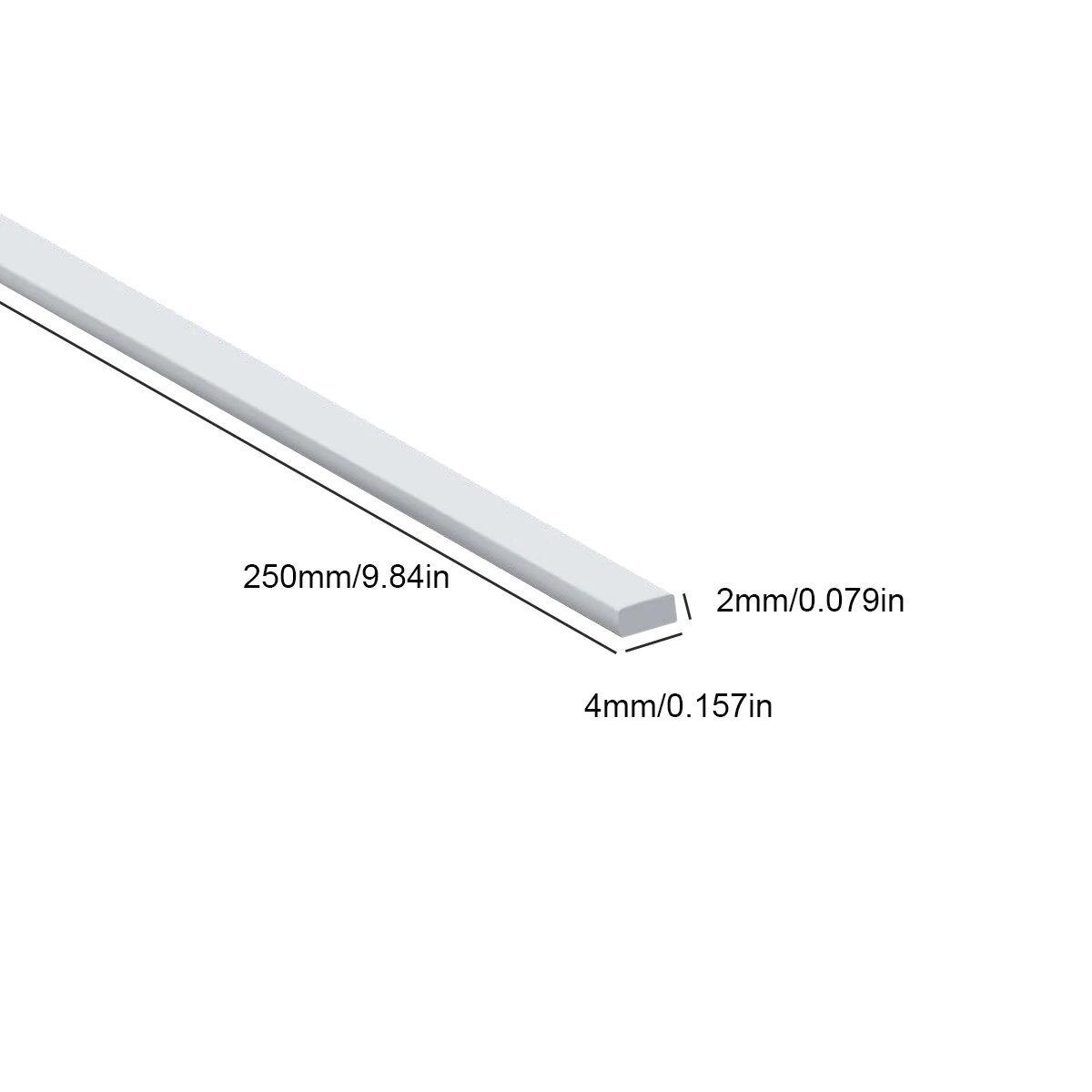 Листы АБС-пластика белого цвета для рукоделия 4x2x250mm, 10Pcs