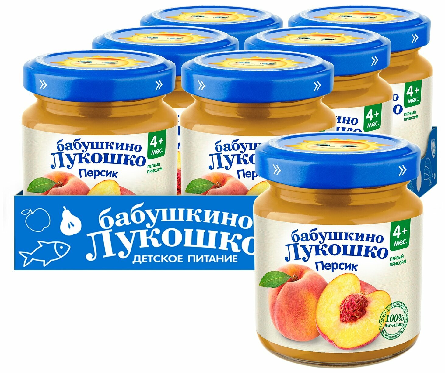 Бабушкино Лукошко персик, с 4 месяцев, 100 г, 6 шт.