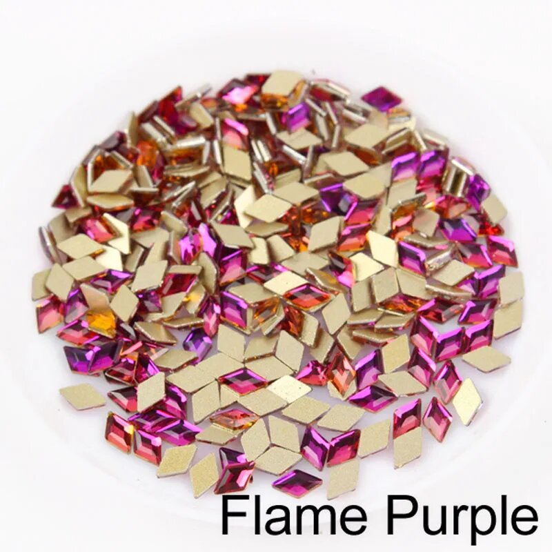 Стразы ромб Flame Purple 30шт для ногтей
