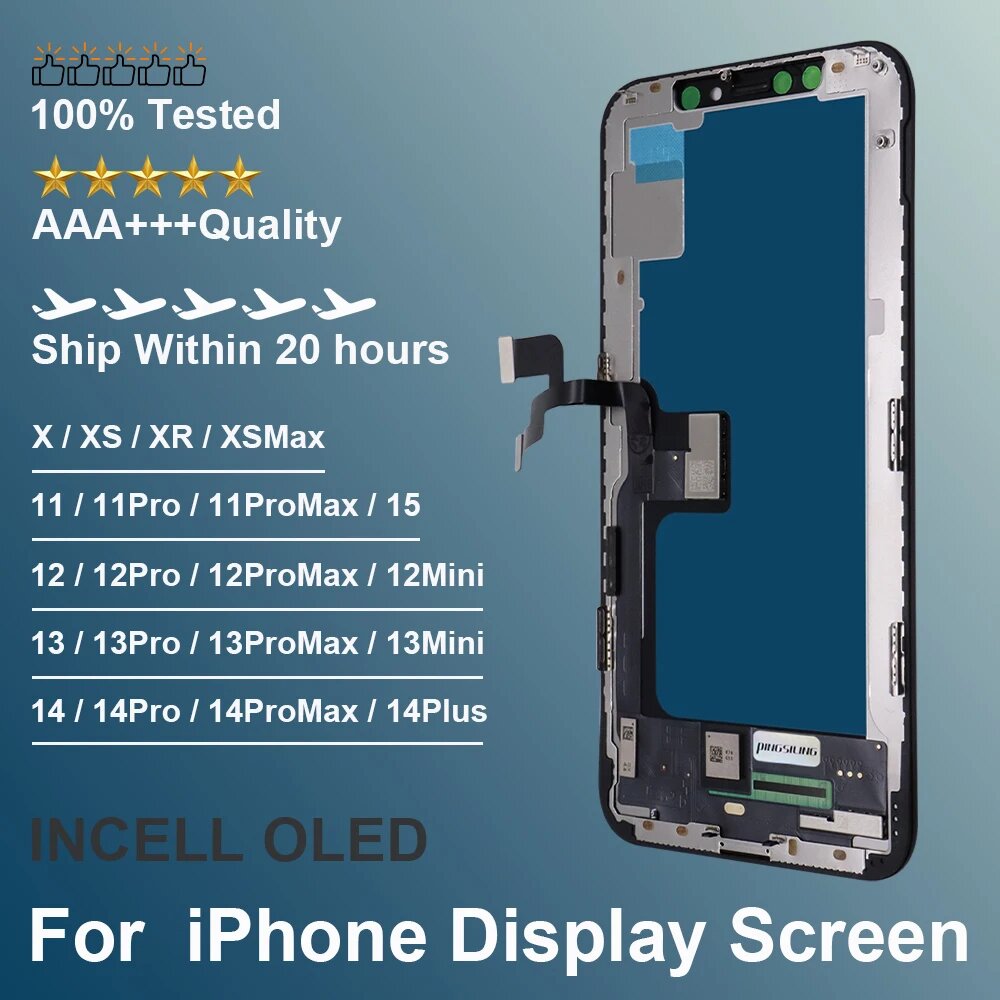 Для iPhone 11 12 13 Pro Max 13 Mini 14 Plus AAA +++ OLED-дисплей с дигитайзером и OLED For 13 Mini