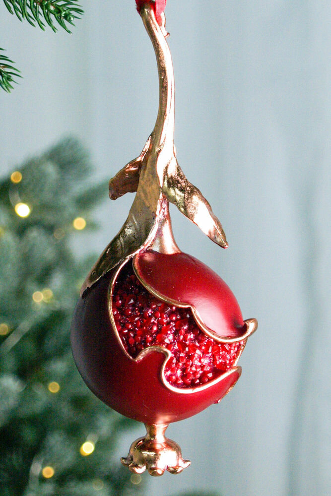 Ёлочная игрушка ювелирный гранат, полистоун, 17 см, Goodwill D42033