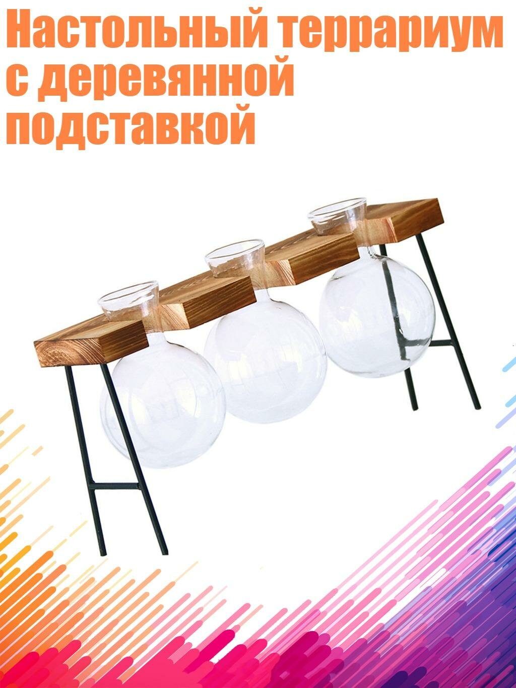 Настольный террариум с деревянной подставкой, 3