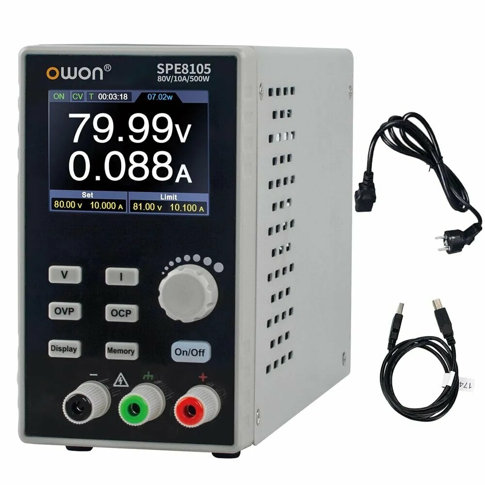Лабораторный источник питания OWON (0 80 В, 0 10 А), программируемая максимальная выходная мощность 500 Вт, настольный источник питания постоянного тока, SPE8105
