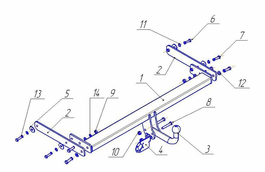 Фаркоп для Volkswagen Tiguan 2007-2016 Тип шара: A. Нагрузки: 1500/75 кг, VW 23