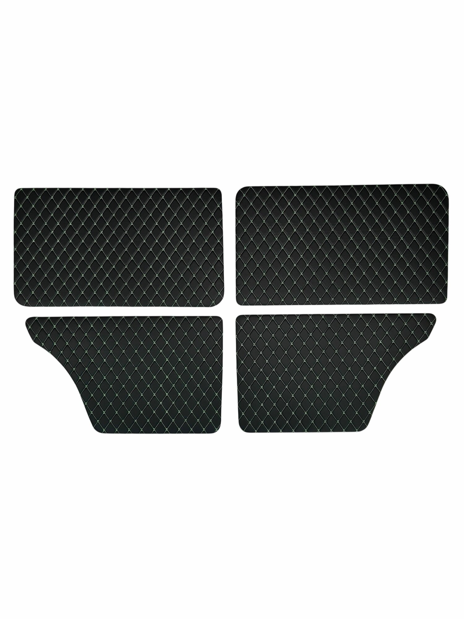 Обшивки дверных карт для Лада ваз 2101, 2102, 2103, 2104, 2105 2106 2107 экокожа, 4 шт Черный ромб, зеленая нить