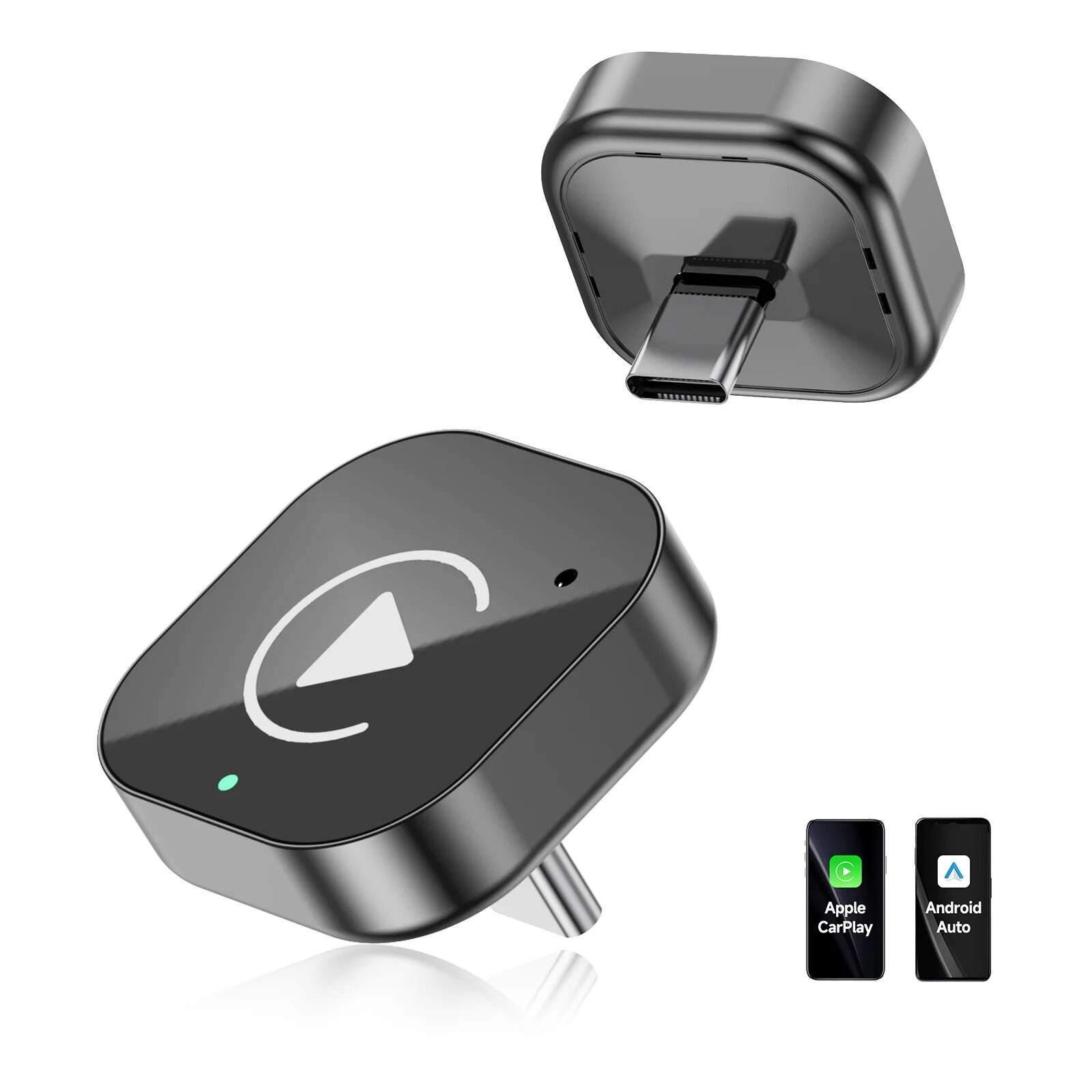 Адаптер CarPlay 2-в-1 (Type-C), беспроводной адаптер CarPlay USB-C / Android Auto USB-C, преобразует проводной CarPlay в беспроводной CarPlay, подключи и работай.