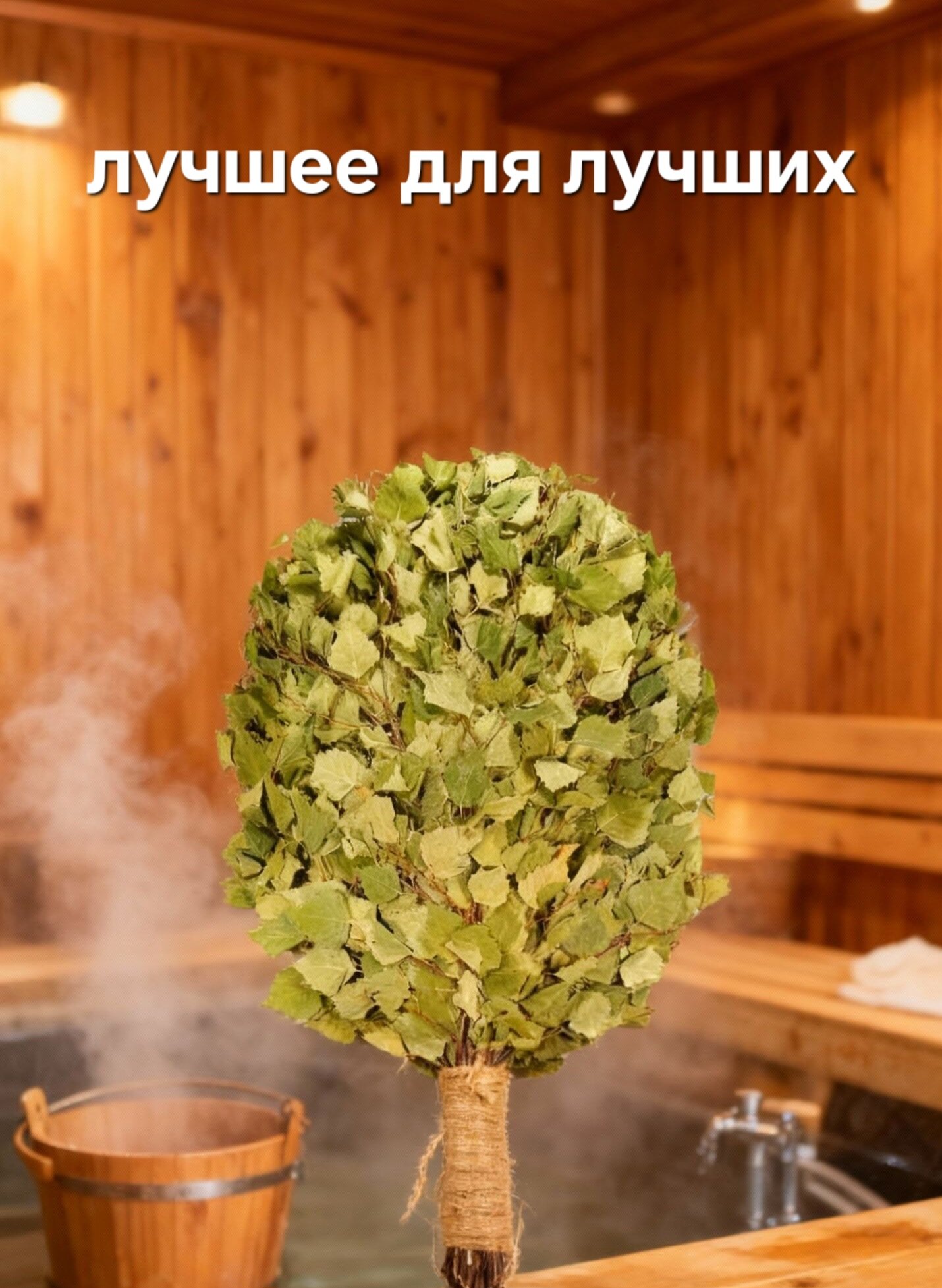 Веник для бани "Лучшее для лучших", березовый, ручная работа, 1шт.