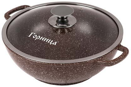 Казан литой 4л со стеклянной крышкой, антипригарный, для плова, Горница