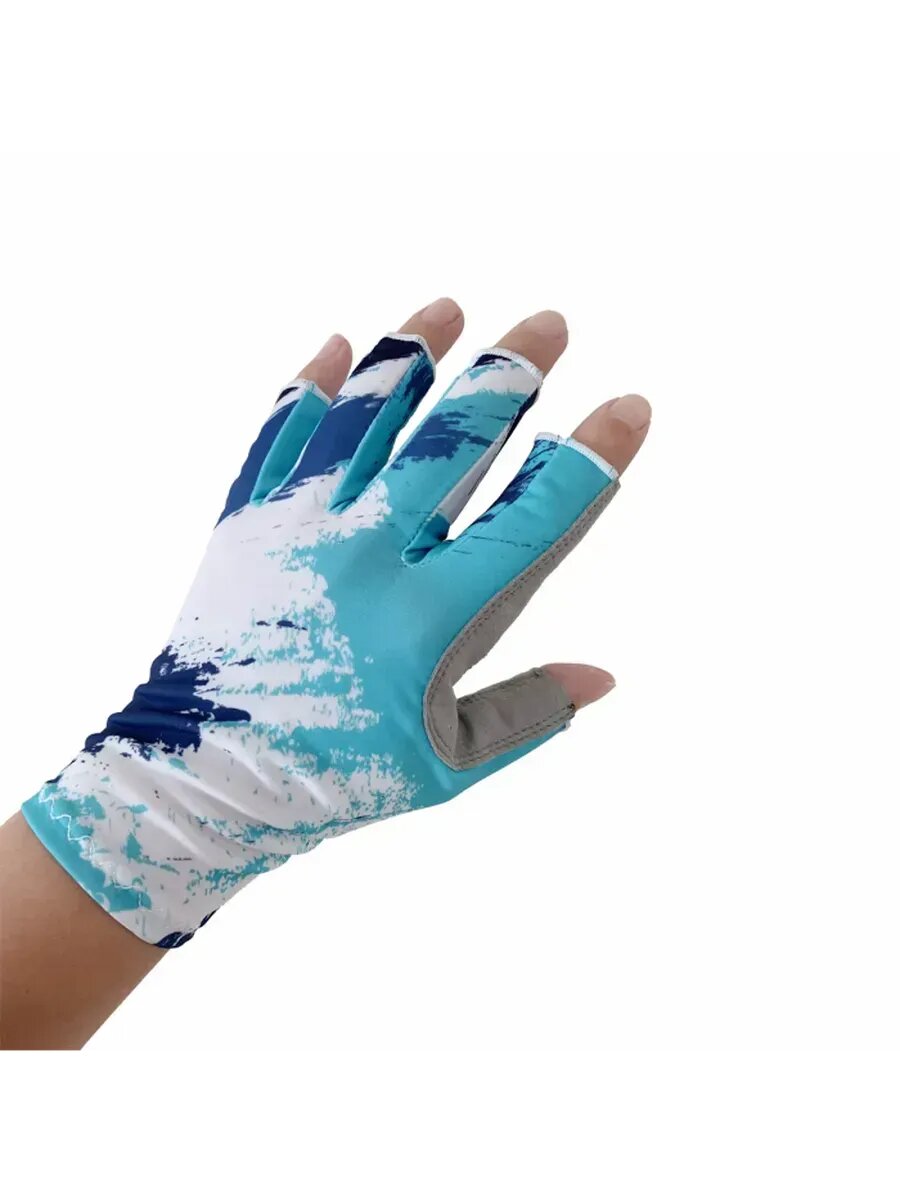 Рыболовные перчатки "LURESKY-L", синие, размер 1, защита от порезов