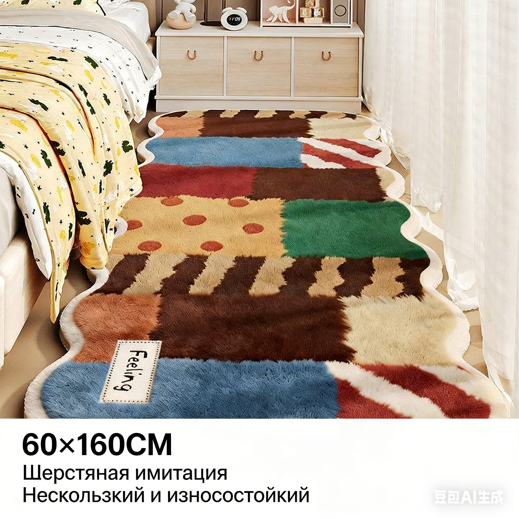 Ковер из искусственного кашемира, нескользящий, износостойкий и простой в уходе, теплый и теплоизолирующий, 60*160 см