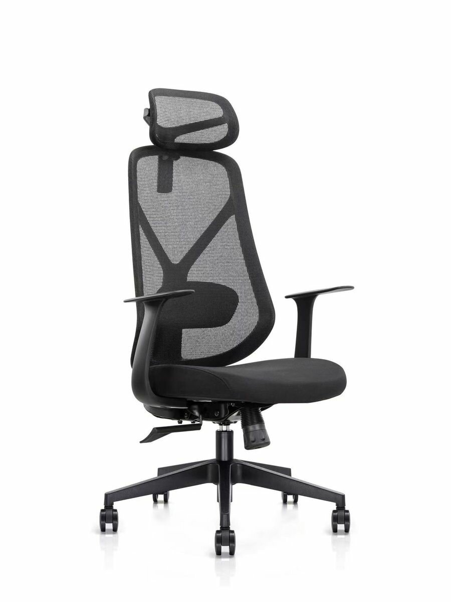 Кресло компьютерное офисное Премиум, сетка, ткань, черный