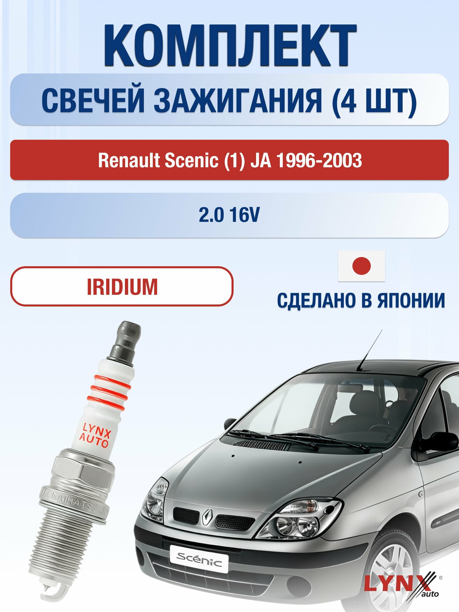 Свечи зажигания на Renault Scenic (1) JA 1996-2003г./ комплект 4 шт. Двигатель 2.0 16V (F4R 740) SP-223/ LYNXauto