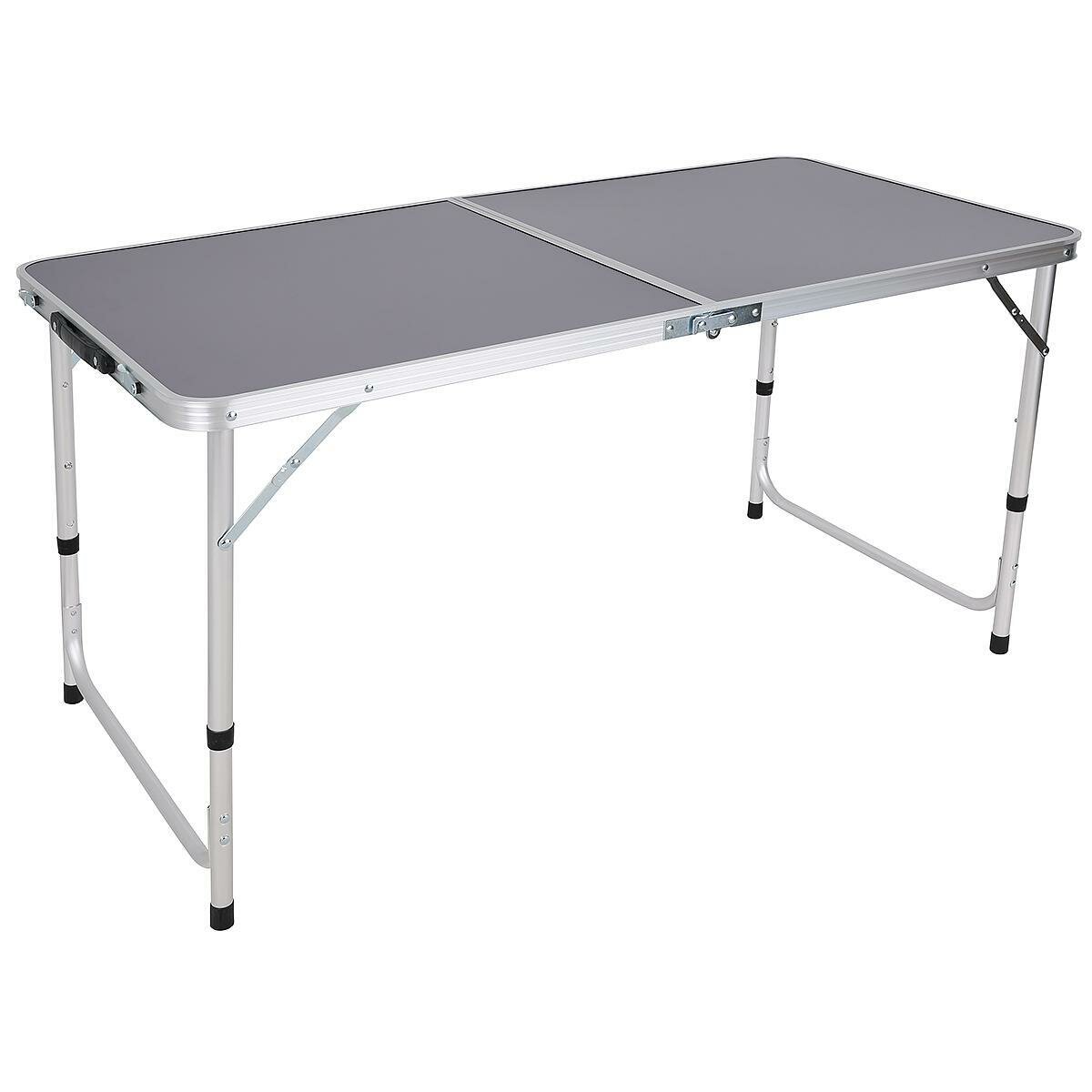 Decathlon Кемпинговый стол Enero Camp на 2-4 человека - размер 120 х 60 х 55/62/70 см, макс. нагрузка до 50 кг, складной. Цвет серый