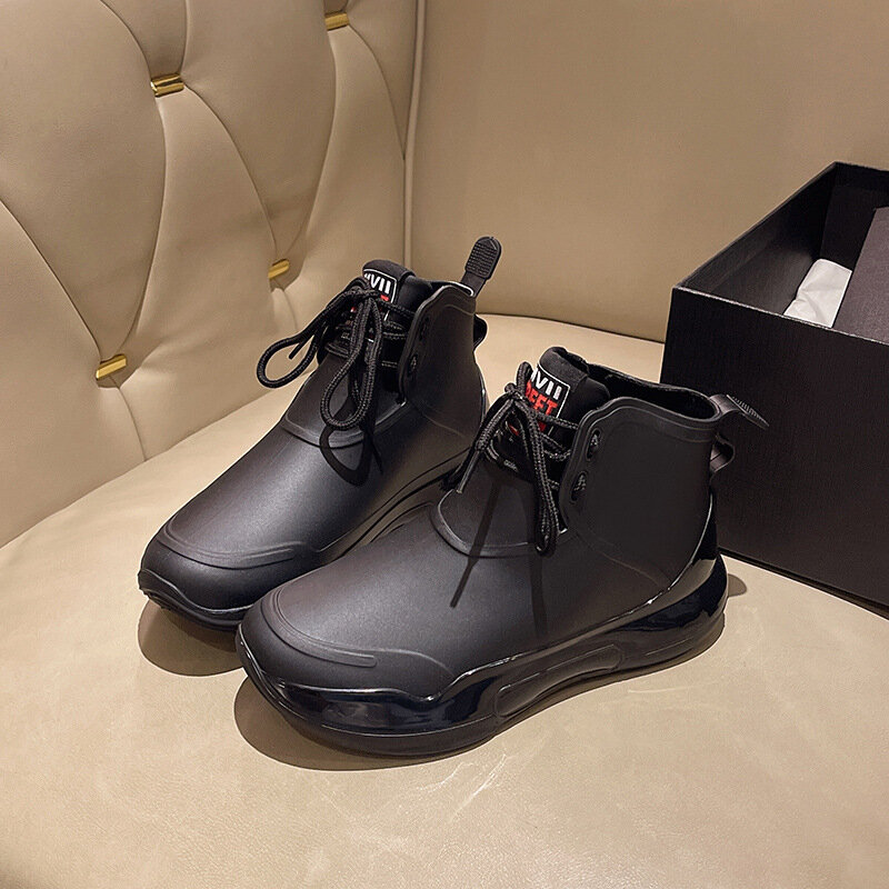 Новые резиновые сапоги для дождливого сезона, водонепроницаемые, нескользящие, для активного отдыха, простые, стильные, универсальные женские дождевые туфли, спортивные туфли на шнуровке для воды. Размер обуви. EU:41