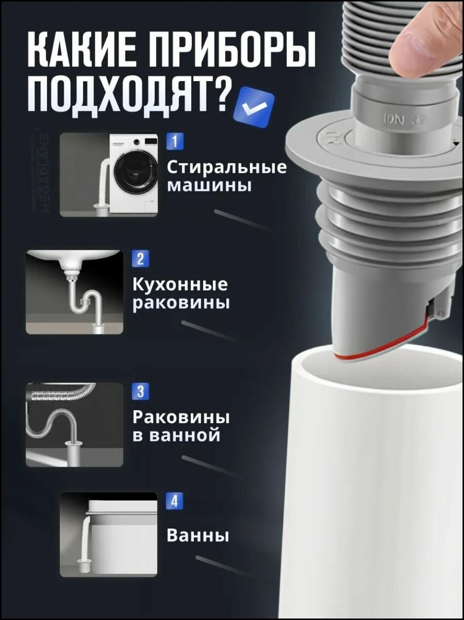 GEALFIS Универсальный силиконовый гидрозатвор 32-50 мм защита от запахов и бактерий для кухни и ванной