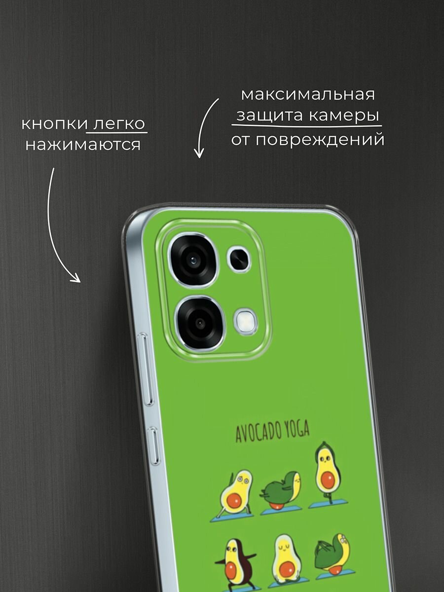 Силиконовый чехол на Oppo A6 Pro / Оппо A6 Про с принтом Авокадо Йога — фото 1
