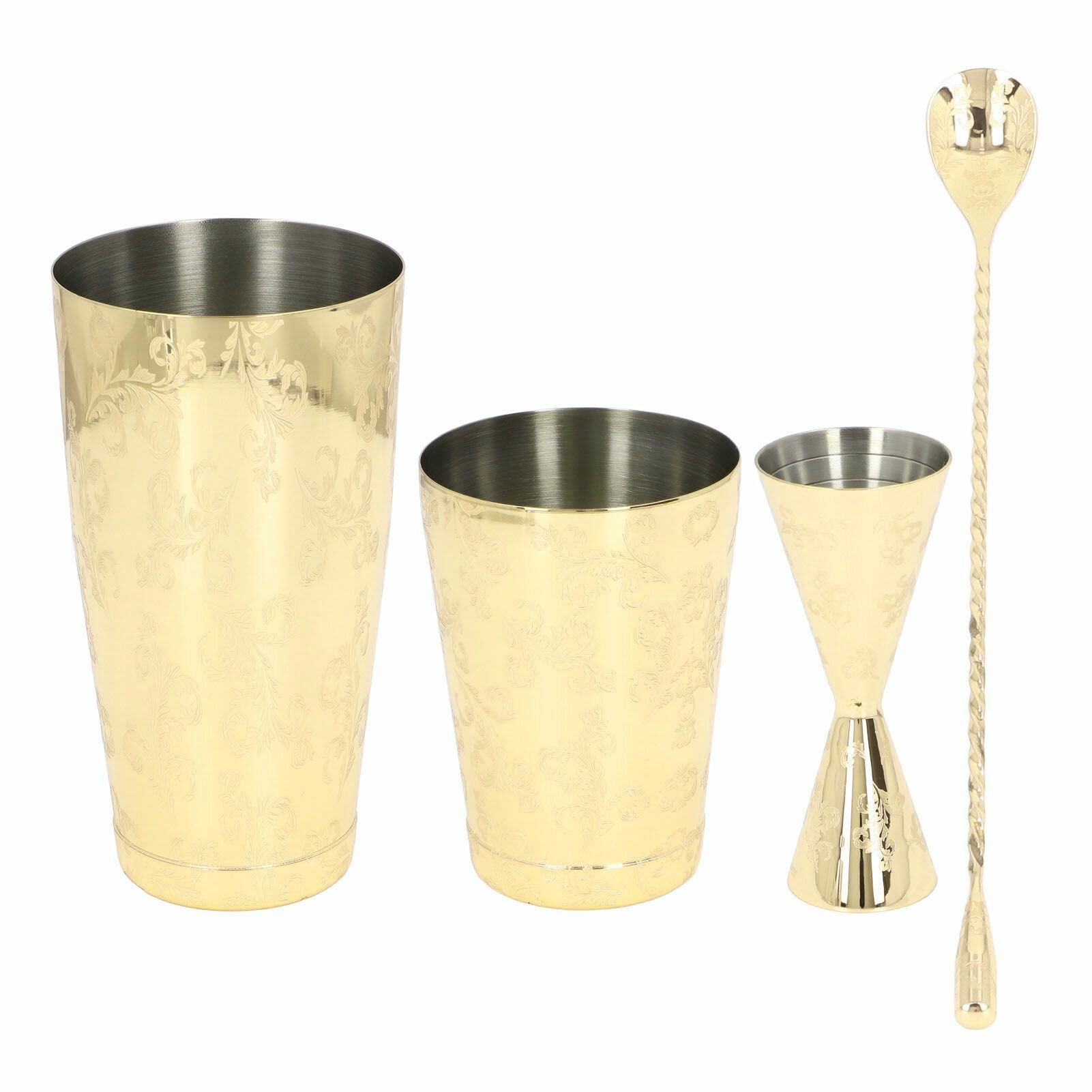 Бостонский набор шейкеров из нержавеющей стали 304, винтажный принт, комплект 3