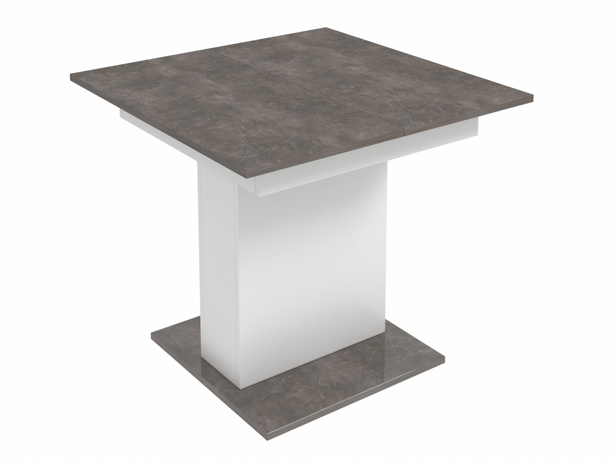 Стол обеденный BONMEBEL Бергамо 4 исп.2, ателье темный/белый глянец, кухонный, квадратный, раздвижной 90(132)х90х80 см