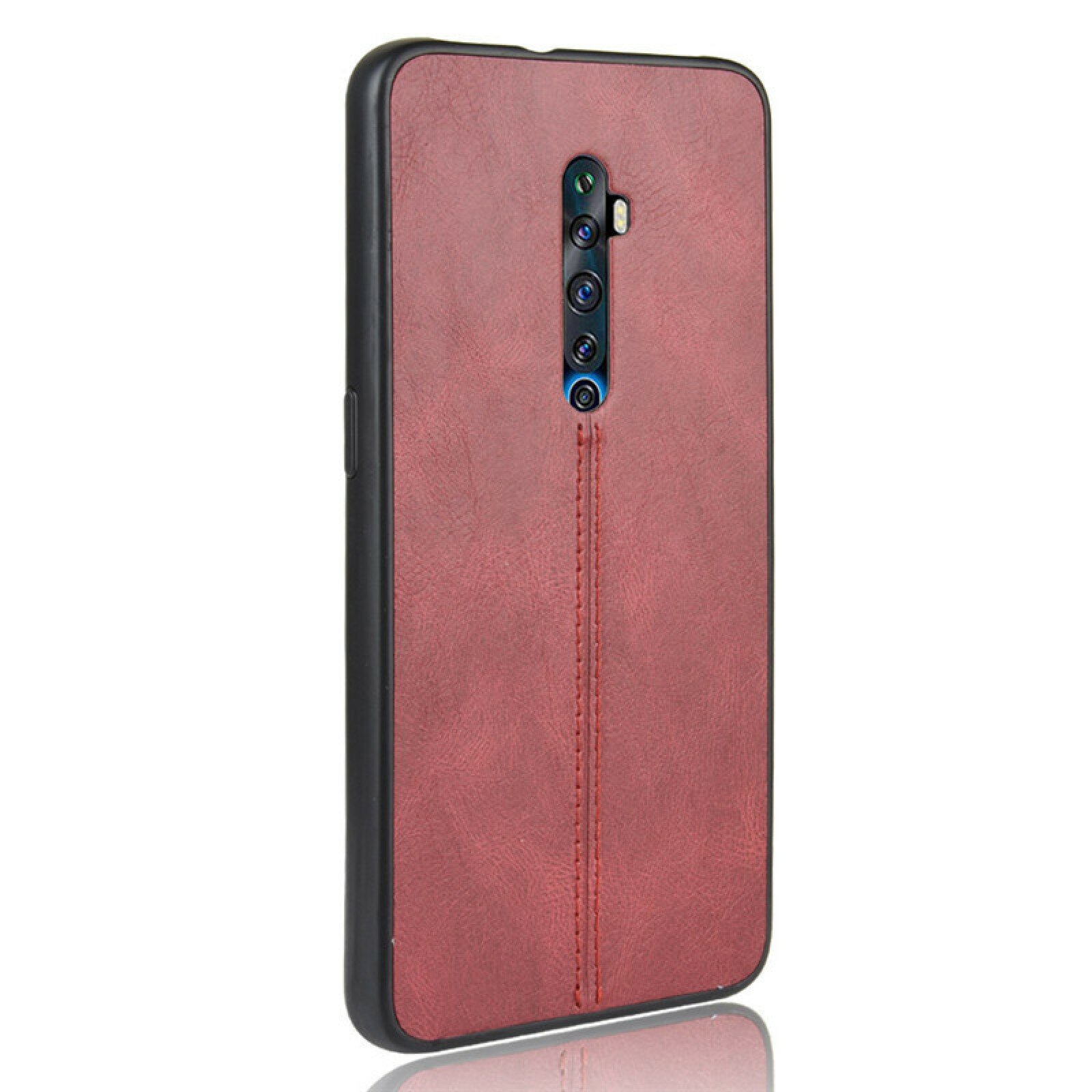 Чехол-бампер MyPads Culture Perimetrali для Oppo Reno 2Z из износостойкого силикона с эко-кожей, красный