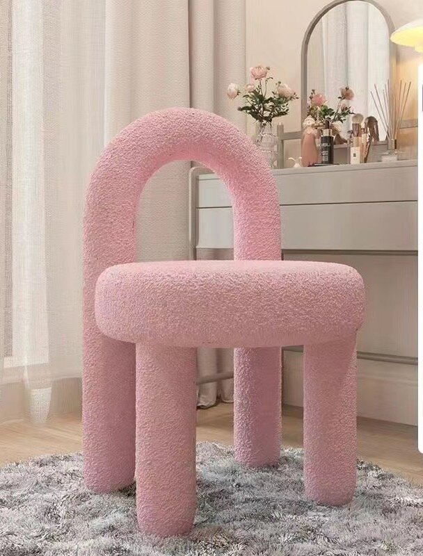 Инстаграмное косметическое кресло из овечьей шерсти, 74 см Стул, 1 шт. розовый