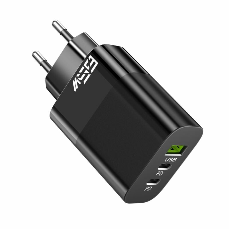 Зарядная головка мощностью 65 Вт dual TYPEC + USB с несколькими портами для быстрой зарядки PD европейского стандарта-черный