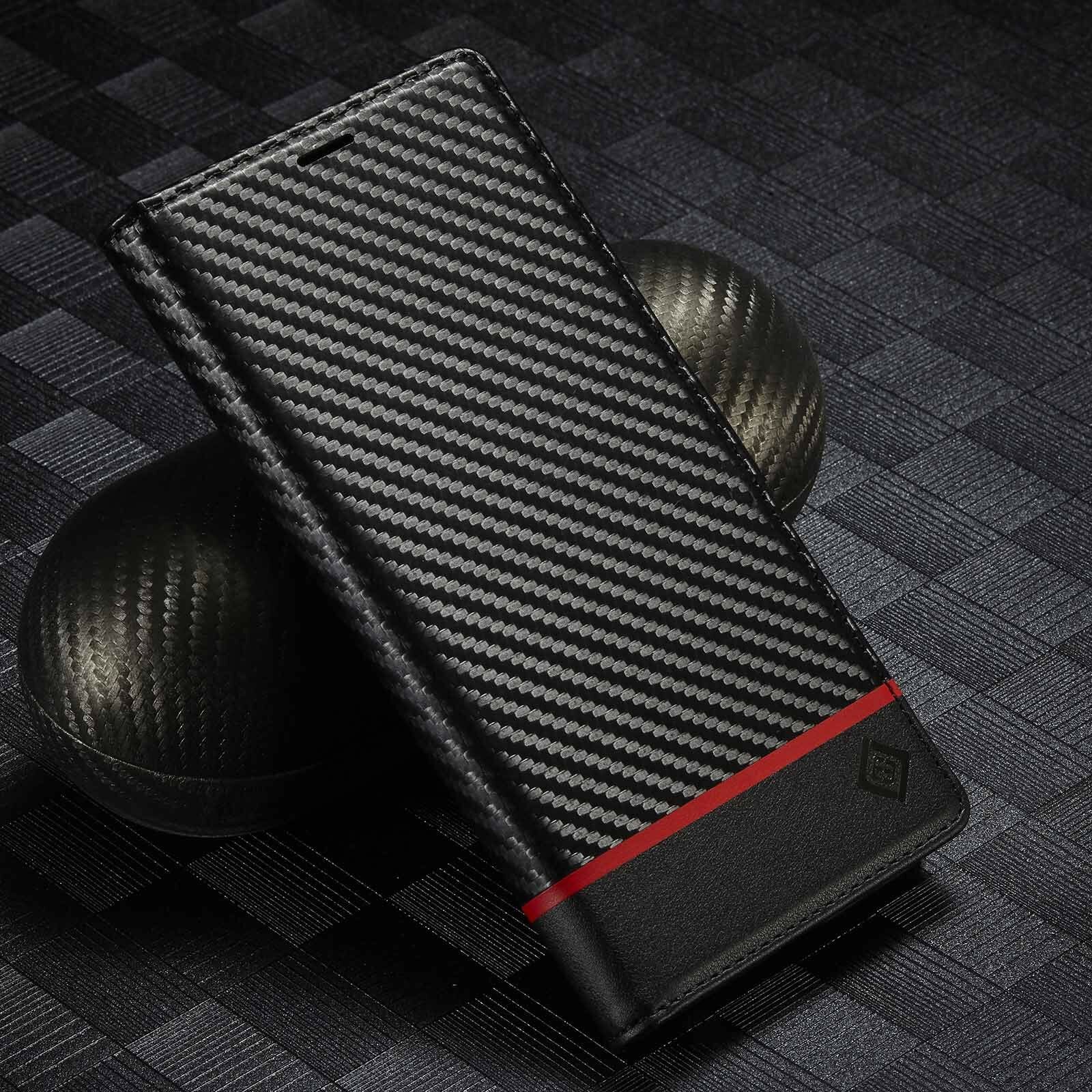 Чехол-книжка MyPads для Samsung Galaxy A24 из водоотталкивающей кожи с отделкой под карбон, подставкой и визитницей