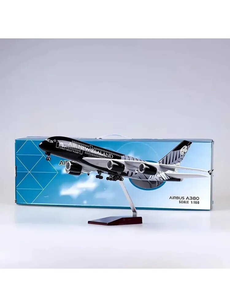 Коллекционная модель самолета Новая Зеландия Airbus A380 1:160, с подсветкой