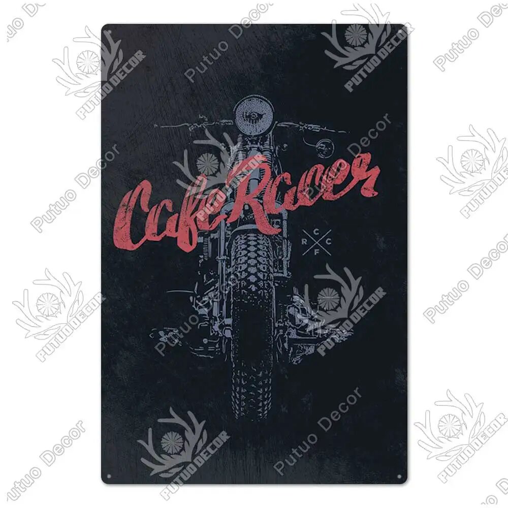 Черная металлическая табличка Cafe Racer 7.8x11.8inch TH8389