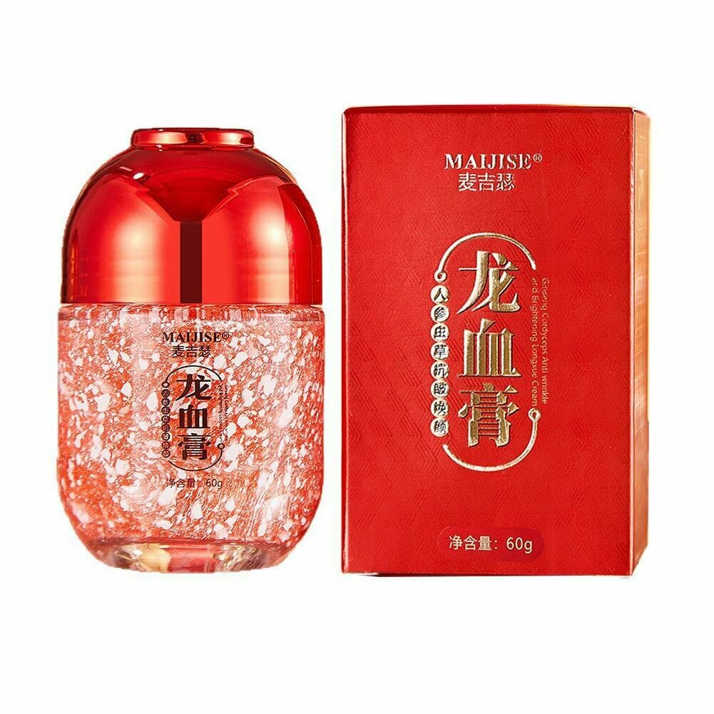 Крем Женьшень, кордицепс, драконья кровь (60 г): против морщин, уменьшает мелкие линии, подтягивает и осветляет кожу.