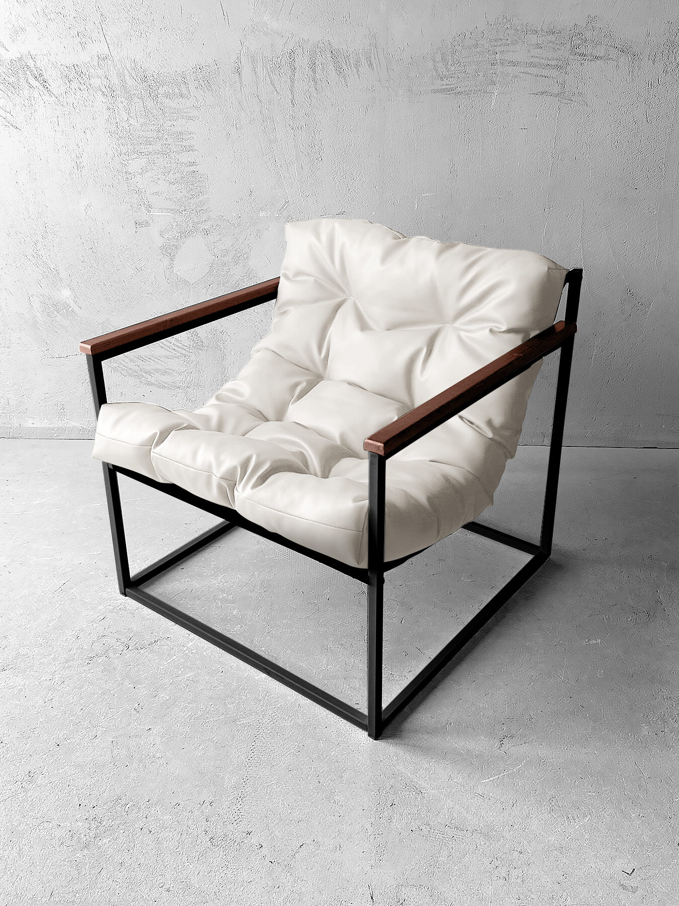 Кресло в стиле лофт Лофтовик Комфи ++ белый экокожа