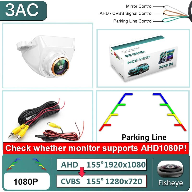 Камера заднего вида GreenYi AHD 1080P с углом обзора градусов и функцией ночного White-AHD1080P