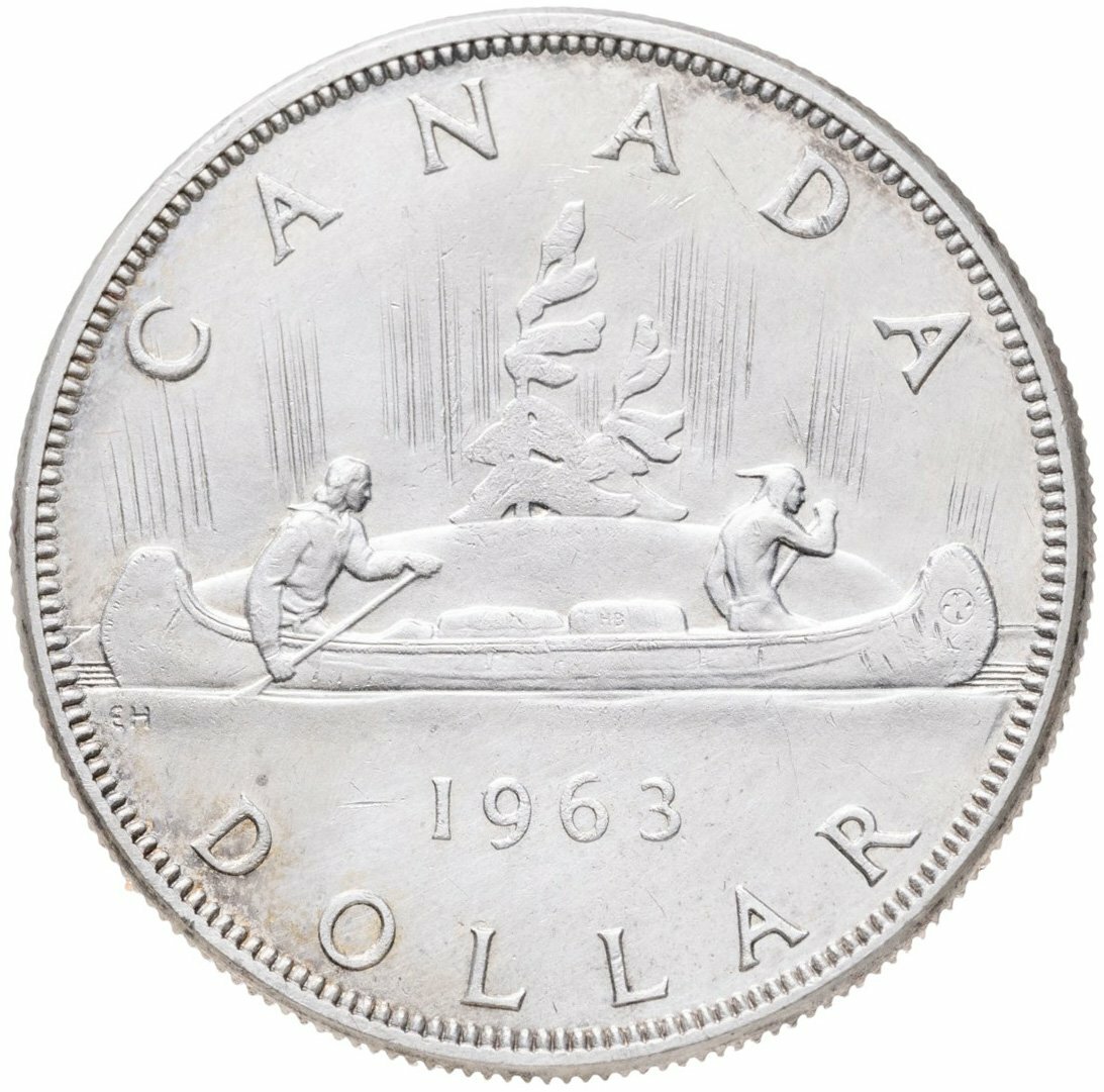 Канада 1 доллар dollar 1963, Серебро 800, в сохранности VF-XF