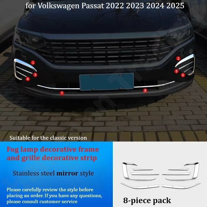 Для Volkswagen Passat 2022-2025: рамка противотуманных фар и декоративная полоса/накладка на решетку радиатора/аксессуары для внешнего тюнинга