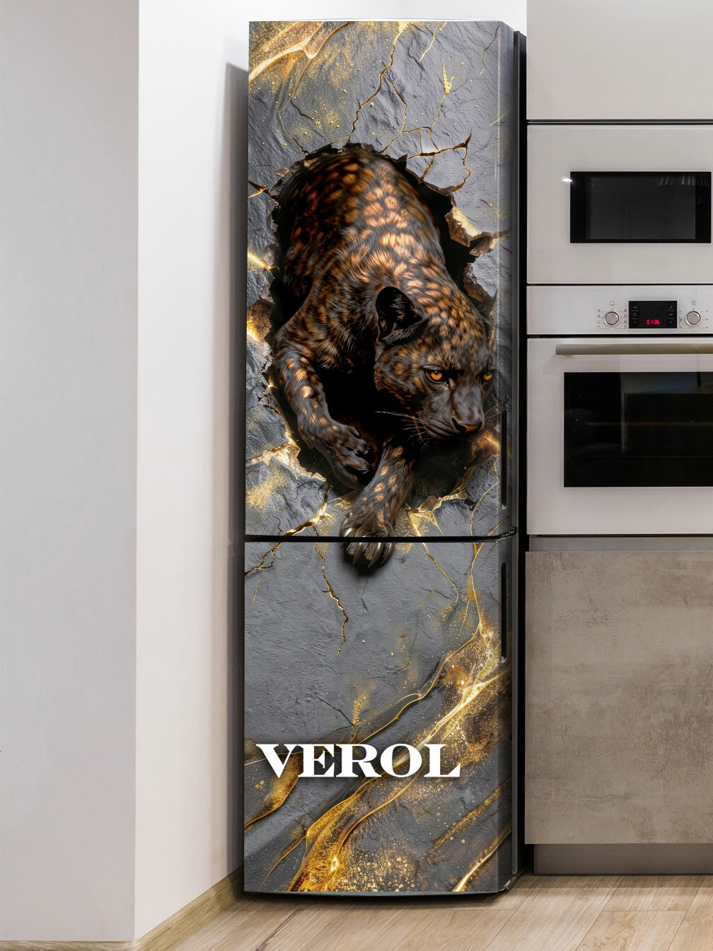 Наклейка на холодильник VEROL "Леопард" 200х65 см, для декора