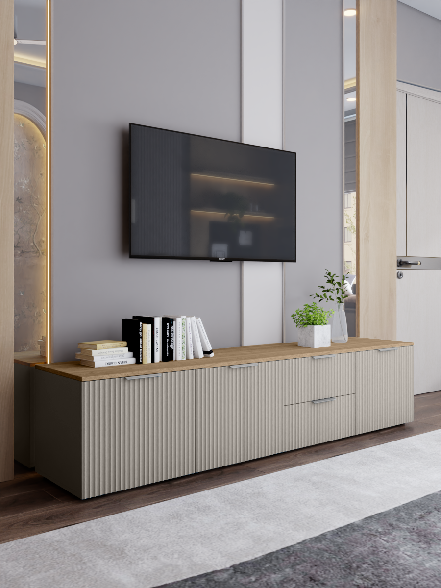Тумба под телевизор Салерно 5 кашемир напольная 197 х 43 х 42 см