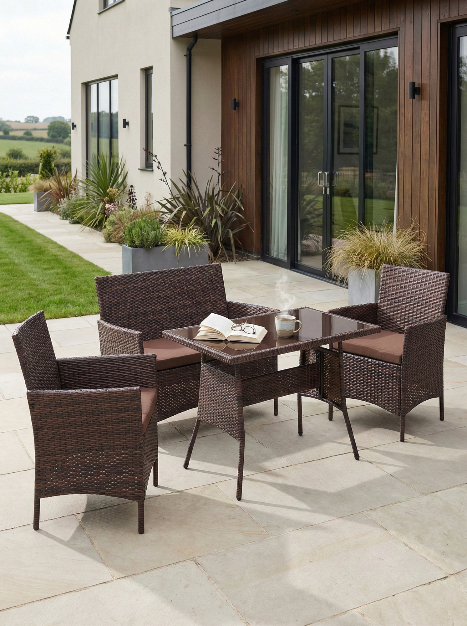 Комплект из искусственного ротанга Киото Плюс (Kioto+), шоколад