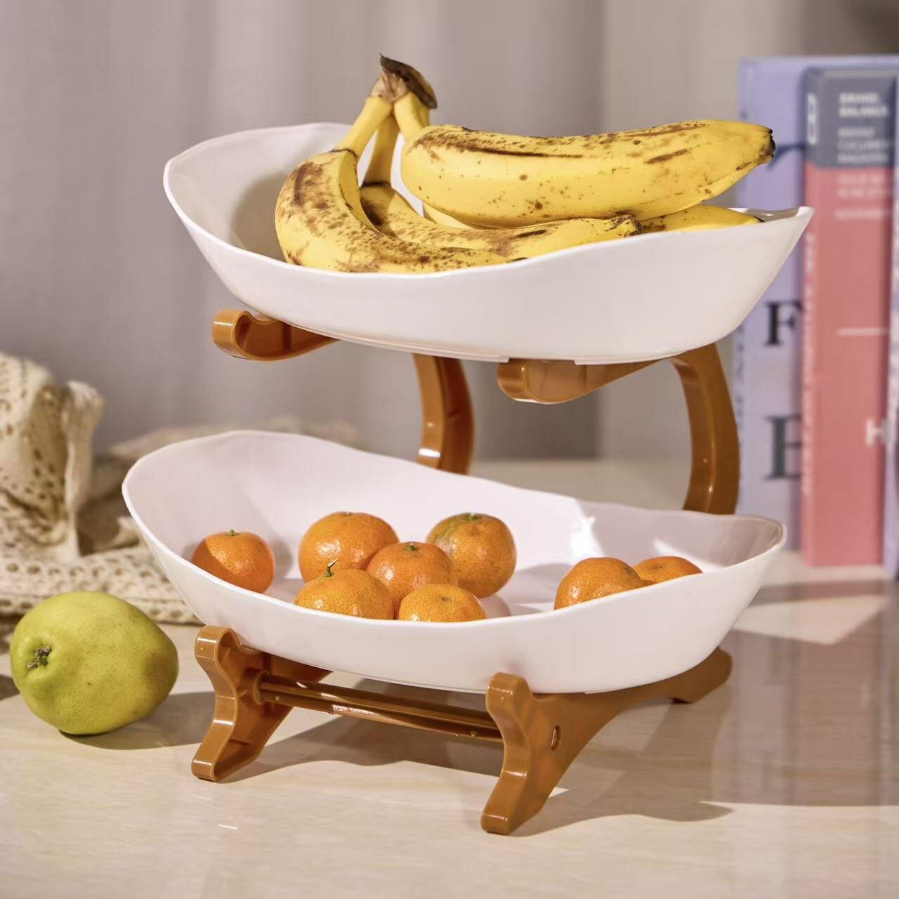 Простая многоярусная подставка для фруктов и закусок в гостиную, большая двухъярусная подставка для фруктов, ретро-полка для хранения, пластиковая полка для трансграничной торговли.