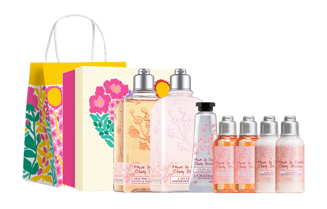 Набор 2 в 1 женский L'Occitane Цветы вишни успокаивающий, гель для душа и лосьон для тела