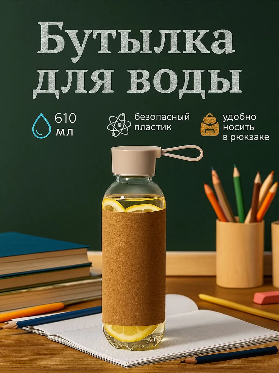 Бутылка для воды Magistro Cork, с элементами пробки, 610 мл, 7,5×7,5×22 см