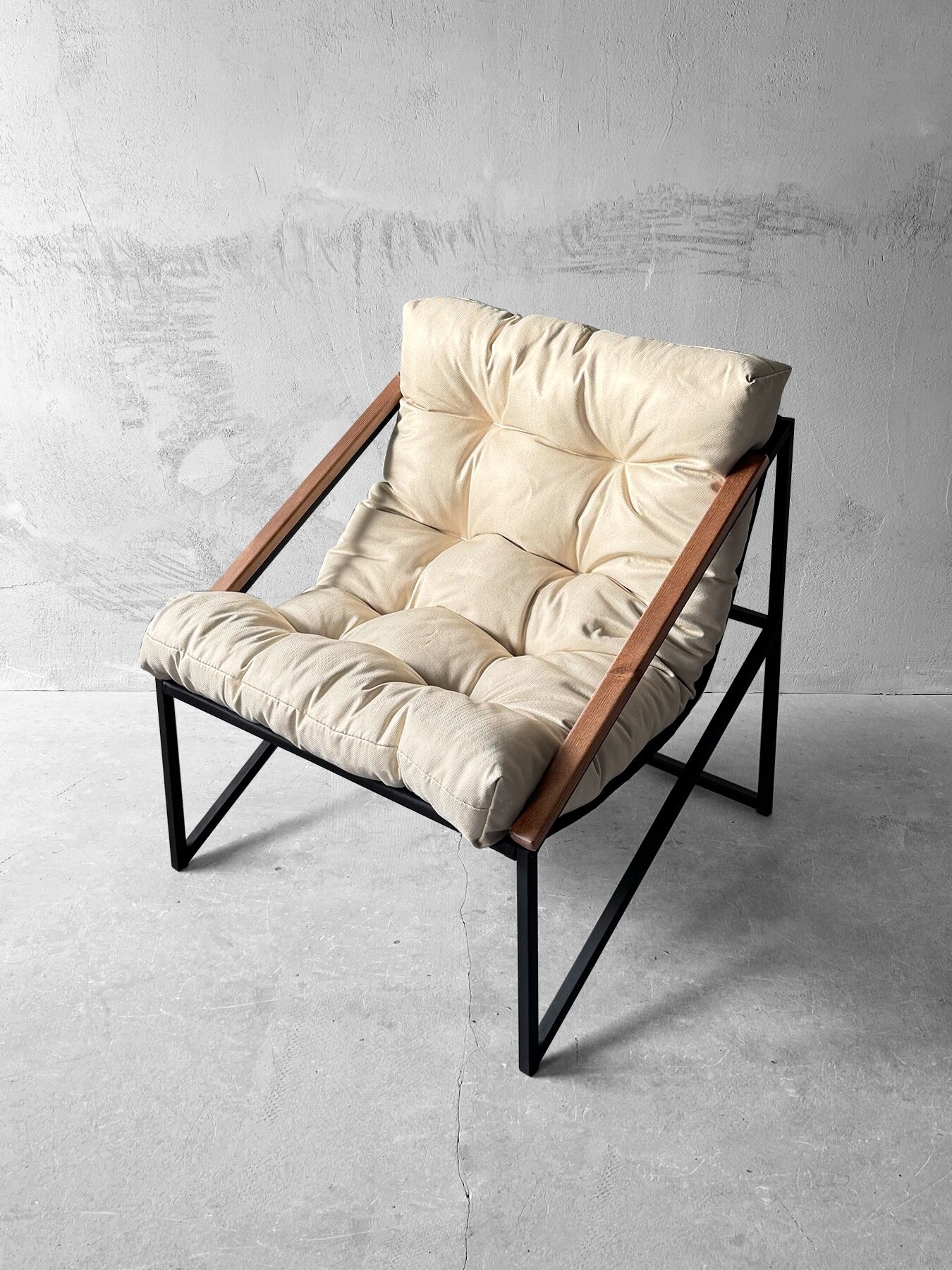 Кресло в стиле лофт Лофтовик Слэш ++ Бежевая рогожка