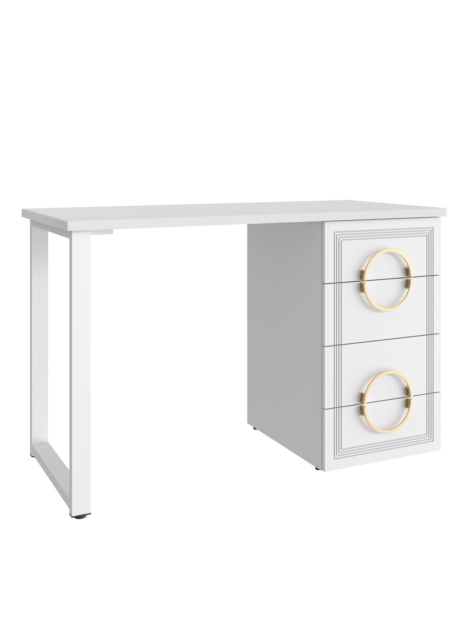 Compass письменный стол Оливия ОЛ-10, 120х55х76, белый бриллиант/бланж, универсальная сторона тумбы, ЛДСП/МДФ