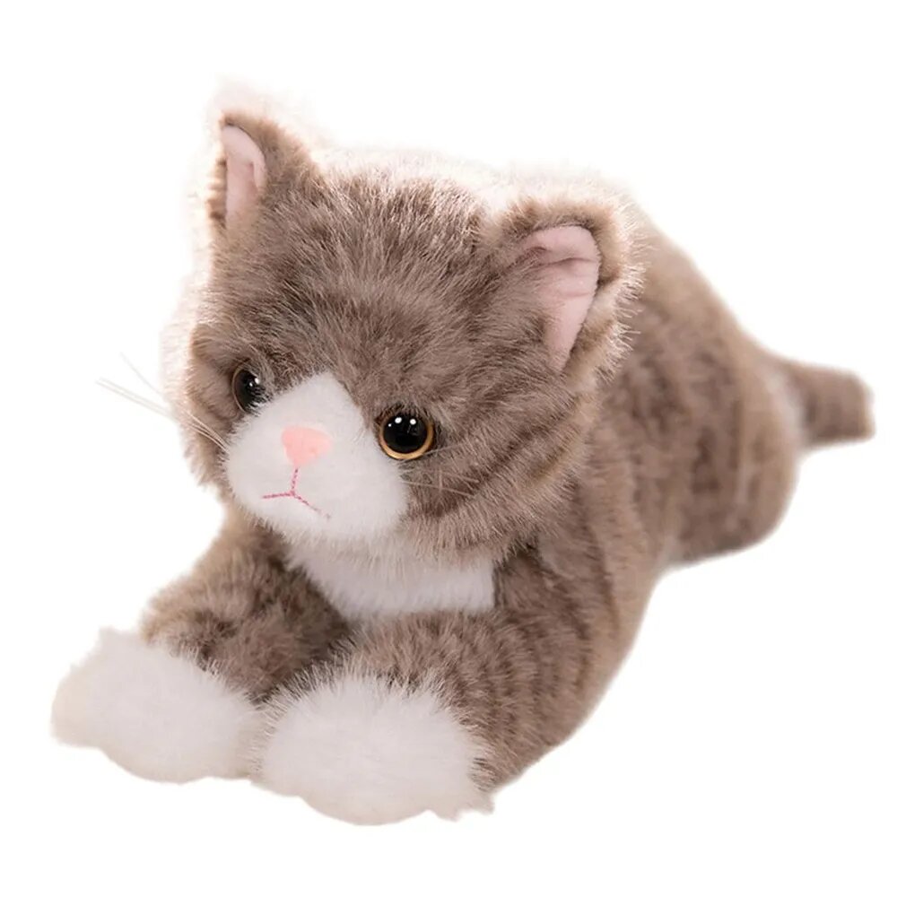 Мягкая плюшевая игрушка котенка серого цвета, мягкая игрушка кошка