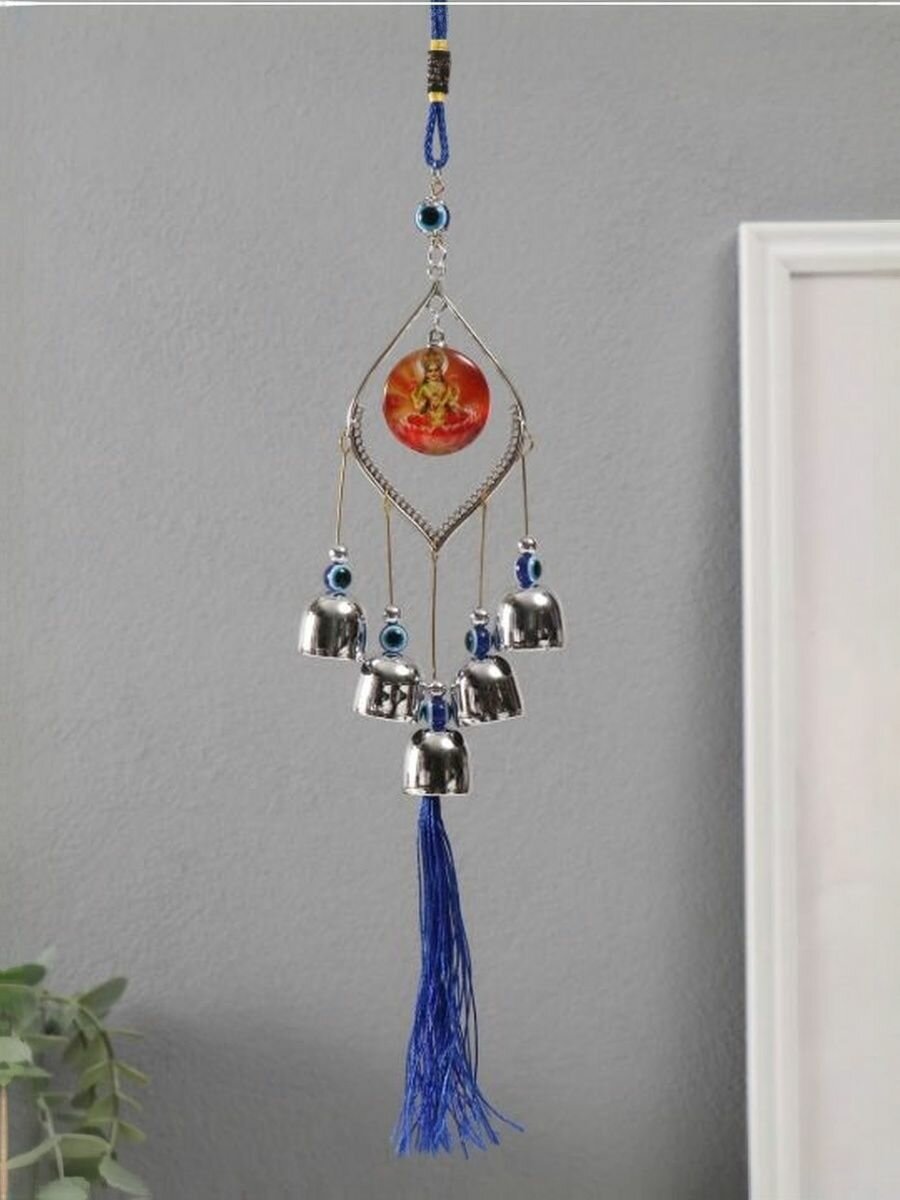 Музыка ветра от сглаза Богиня Лакшми , металл, 5 колокольчиков, 36 см