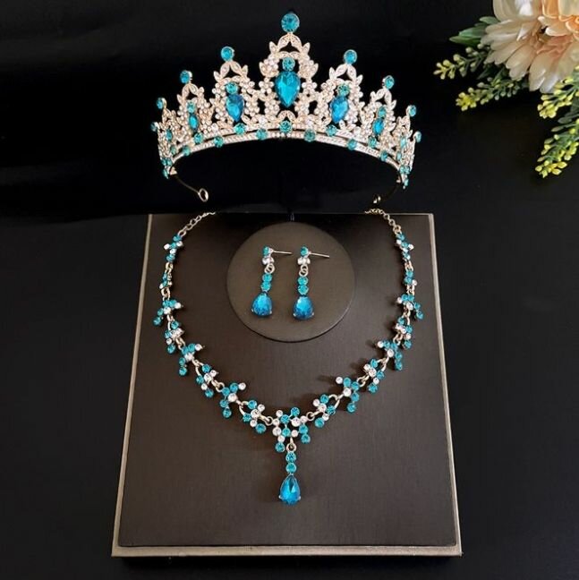 Сет из золото-голубой короны и шляпы