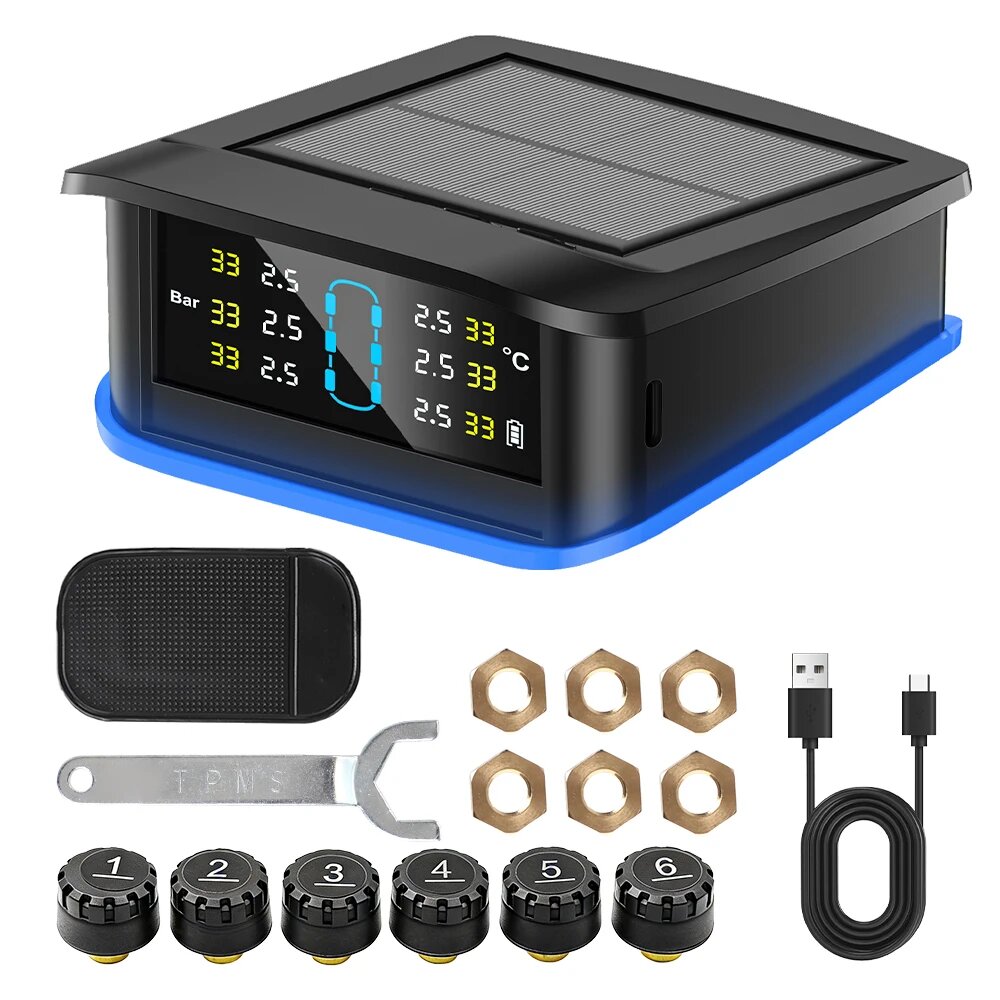Цифровая Система Контроля Давления В Шинах (TPMS) С ЖК-дисплеем Для Легковых И Грузовых Автомобилей, 6 Внешних Датчиков